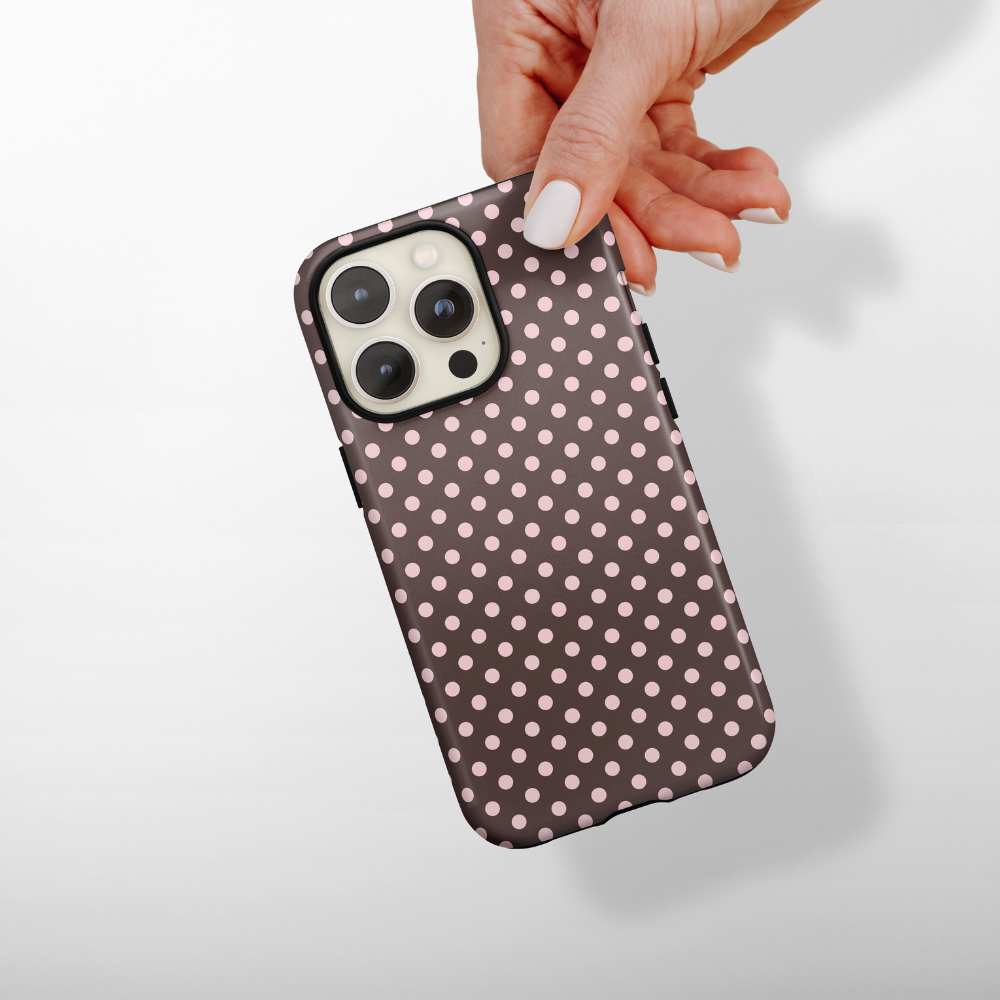 Tough Phone Case Brown Polka Dot | iPhone Cases | Coconut Lane