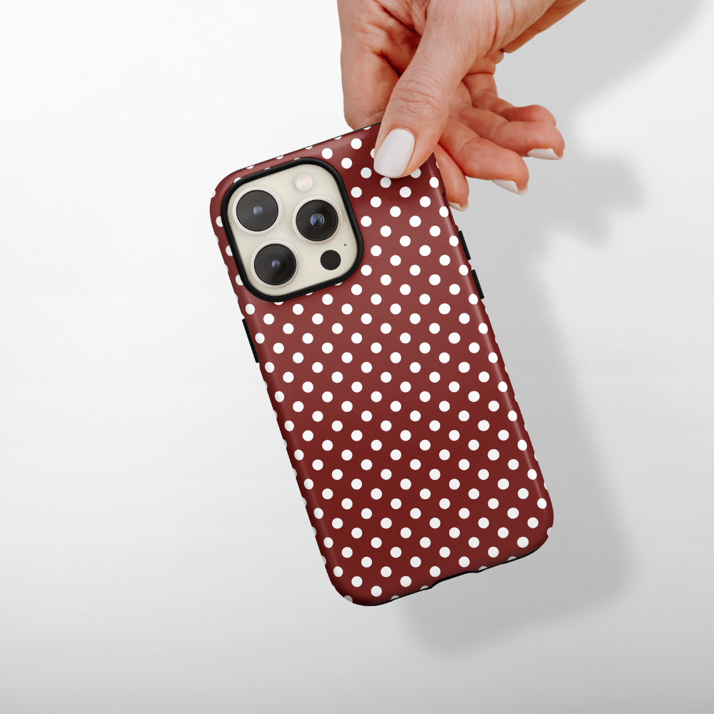 Tough Phone Case Burgundy Polka Dot | iPhone Cases | Coconut Lane