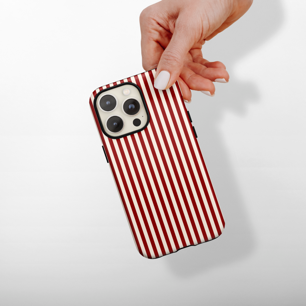 Tough Phone Case - Cherry Red Stripe | iPhone Cases | Coconut Lane