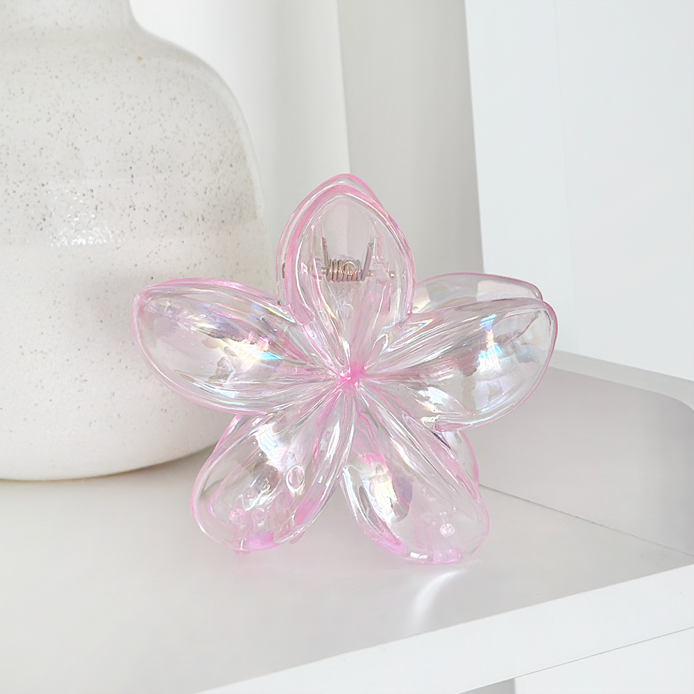 Tropical Flower Claw Clip - Holographic Pink – Coconut Lane