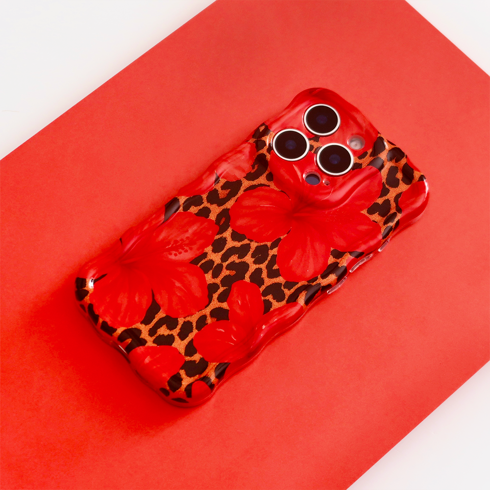 Wavy Phone Case - Leopard Hibiscus | Phone Cases | Coconut Lane