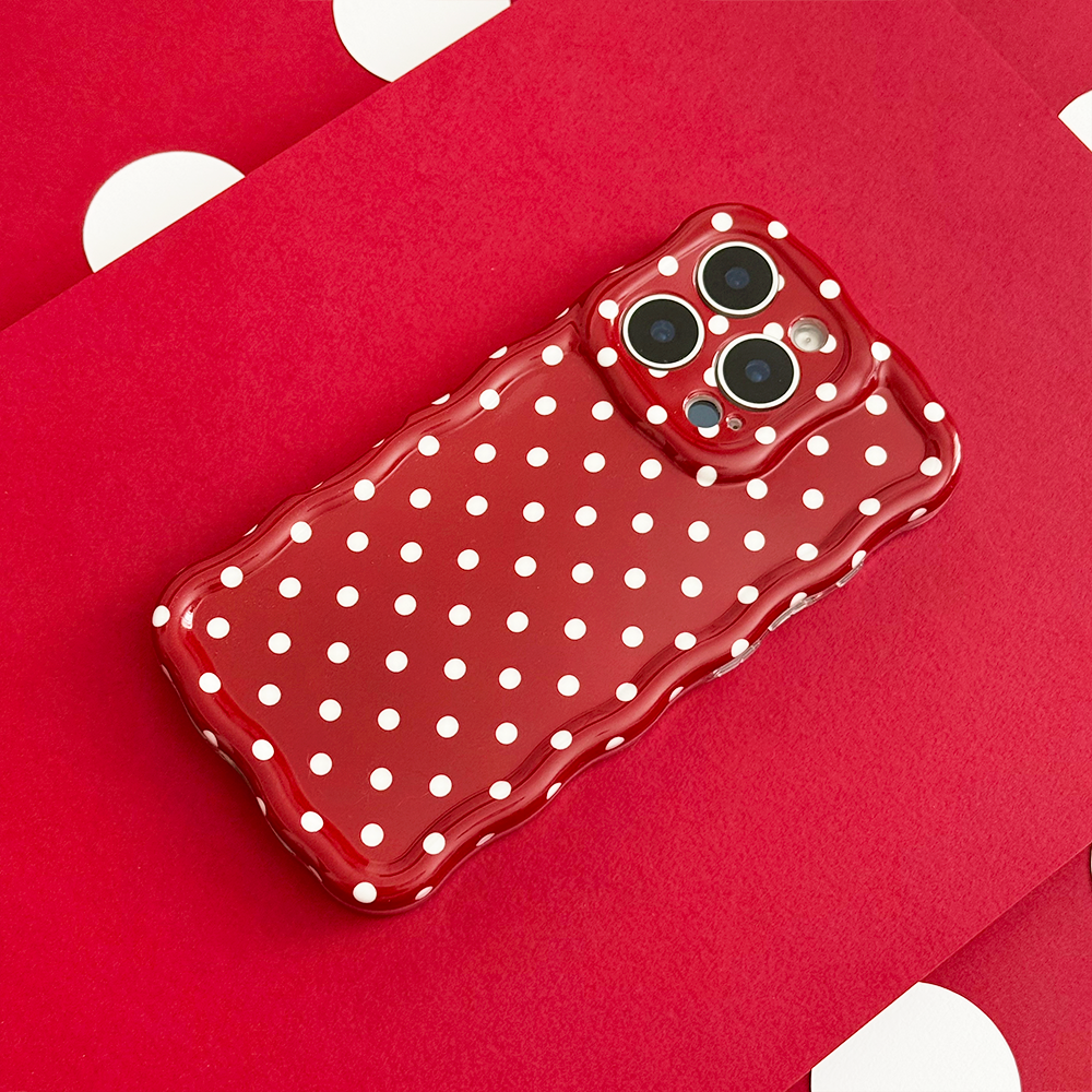Wavy Phone Case - Burgundy Polka Dot | Phone Cases | Coconut Lane
