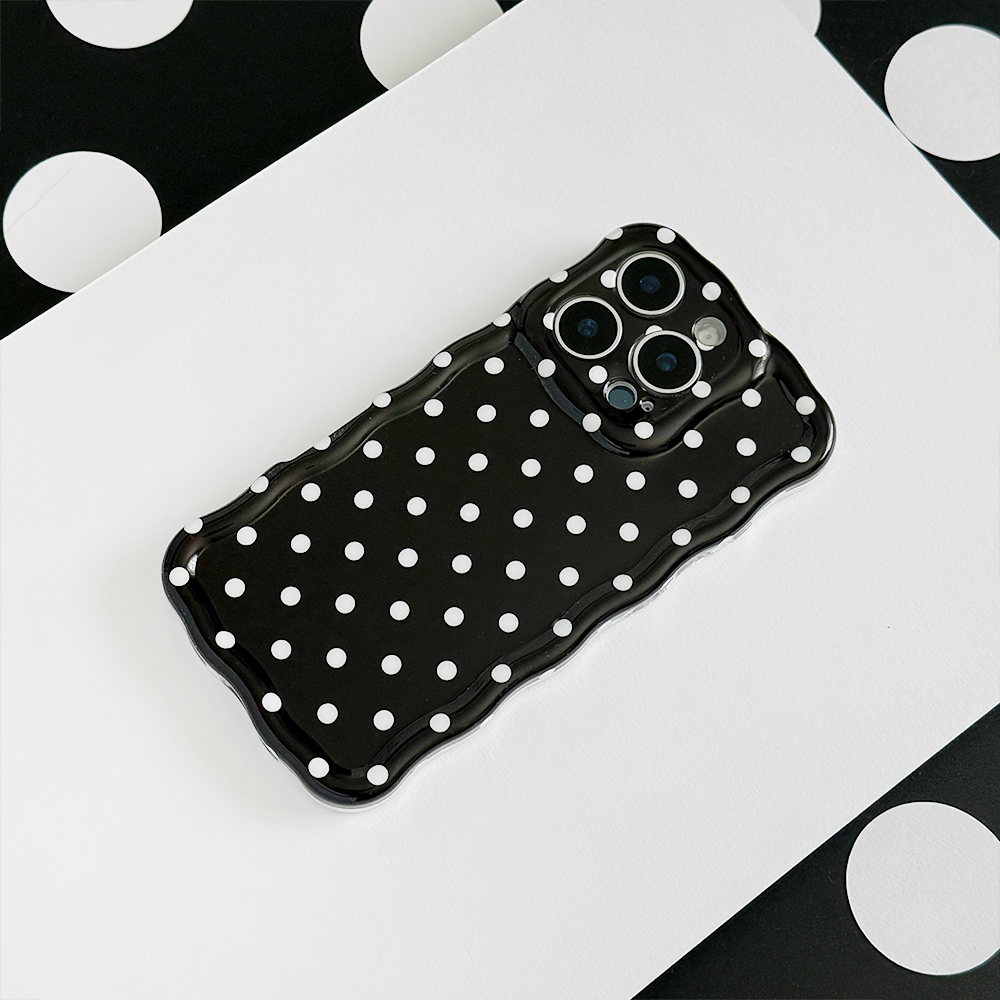 Wavy Phone Case - Black Polka Dot | Phone Cases | Coconut Lane