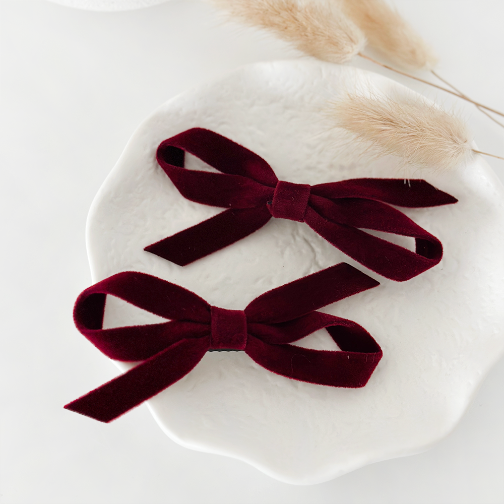 Burgundy Mini Bow Hair Clips – Coconut Lane